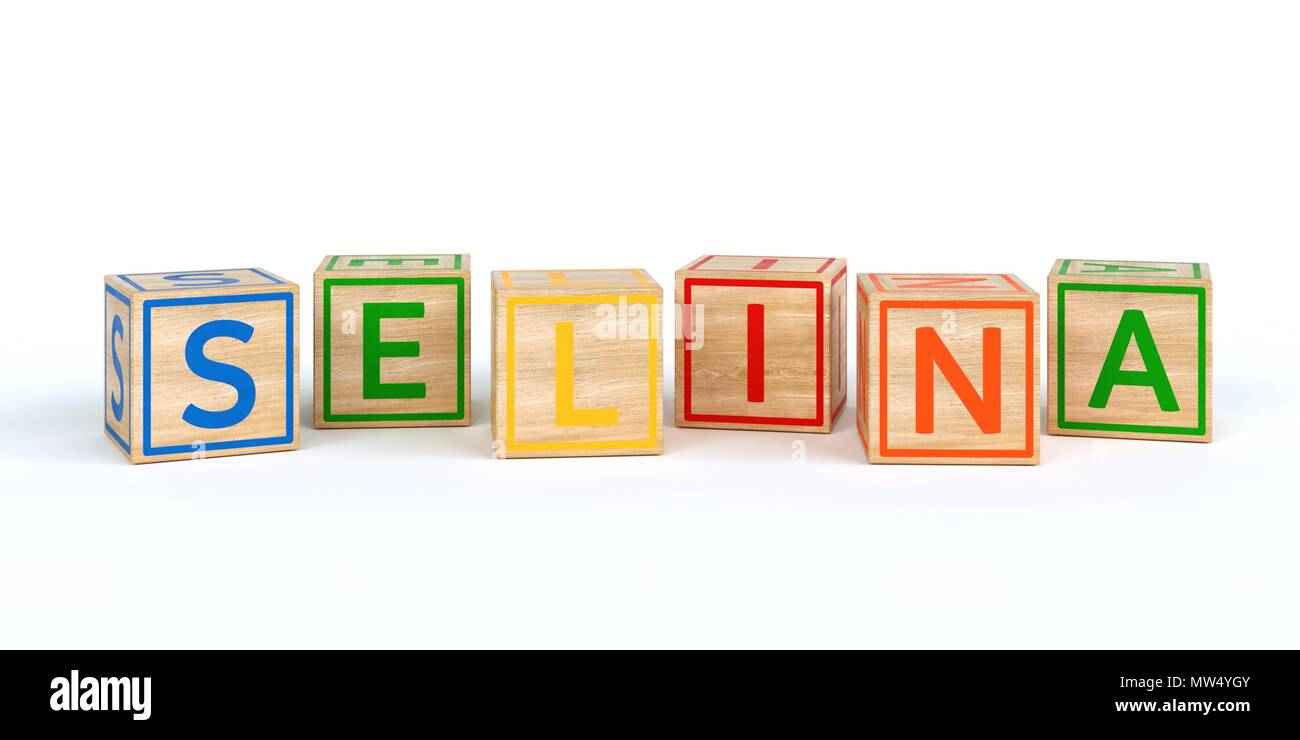 The name selina written with Isolated wooden toy cubes Stock Photo - Alamy