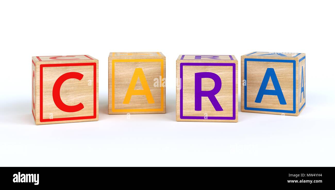 The name cara written with Isolated wooden toy cubes Stock Photo - Alamy
