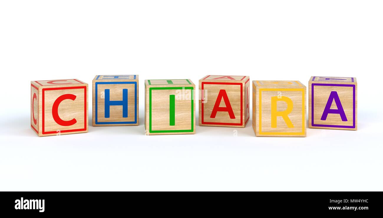 The name chiara written with Isolated wooden toy cubes Stock Photo - Alamy