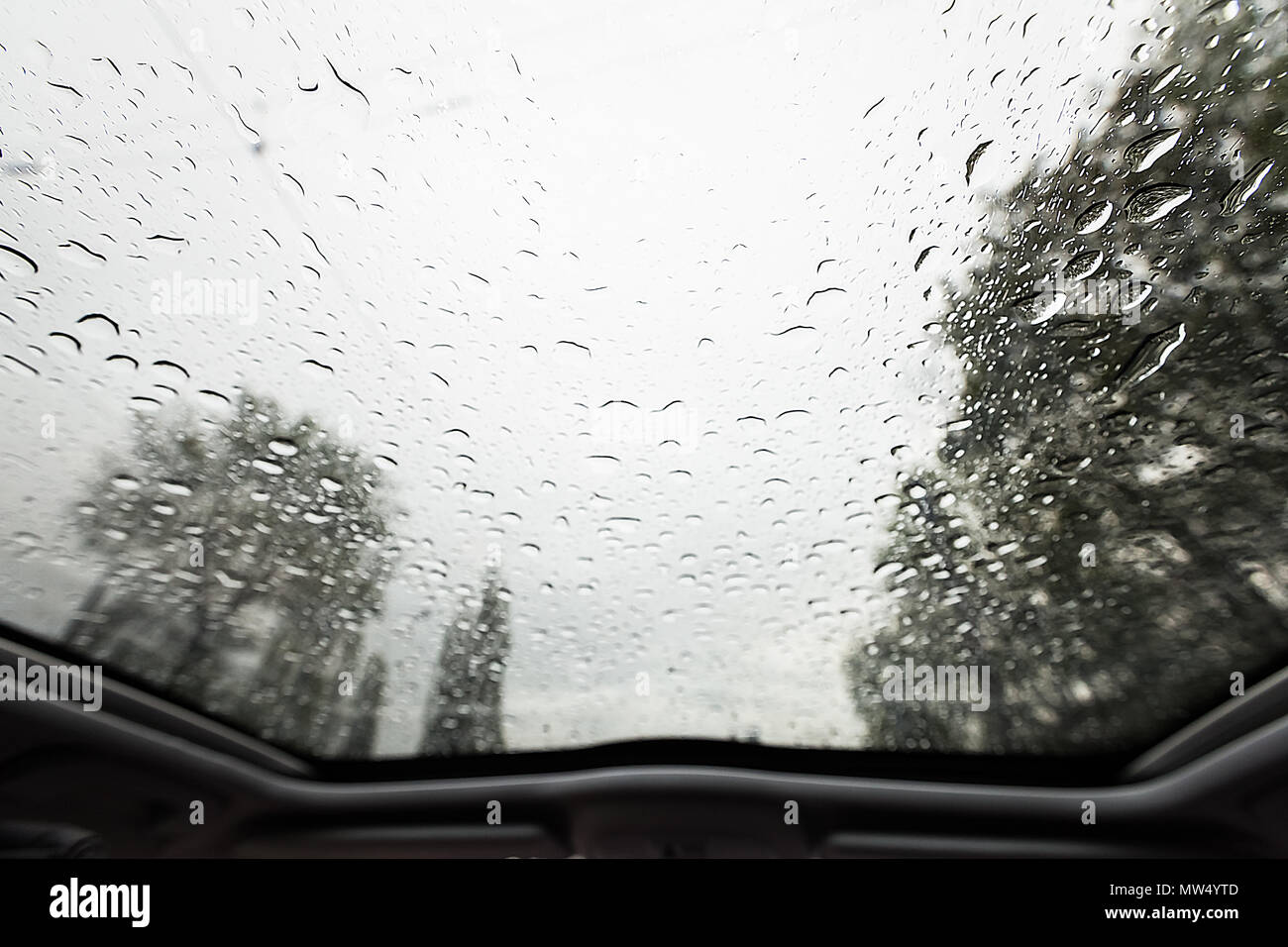 Look through windshield from inside the car at rainy weather Stock ...