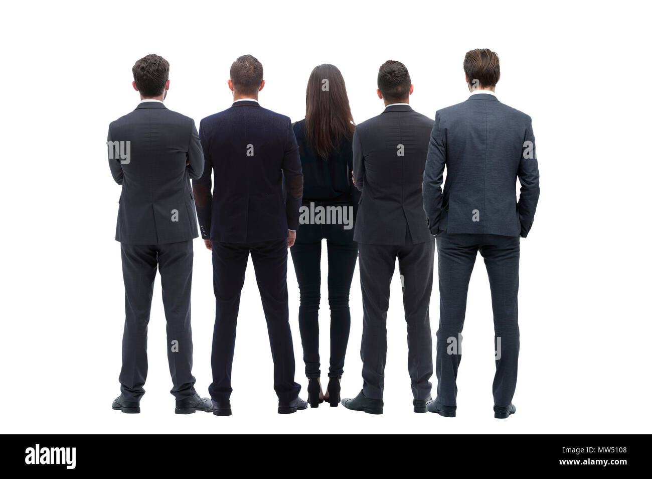 Back view group of business people. Rear view. Isolated over white ...