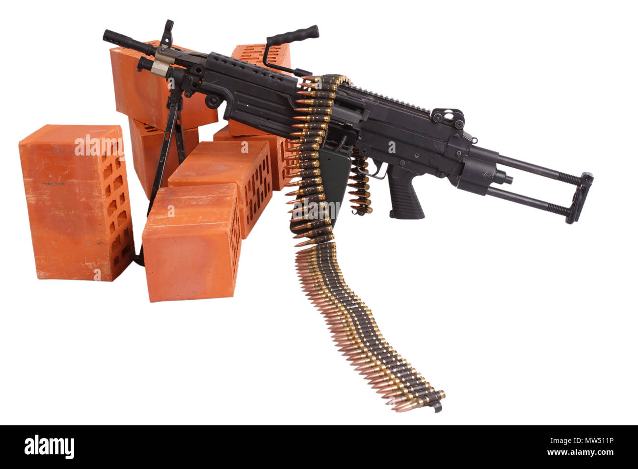machine gun on position isolated on white Stock Photo - Alamy