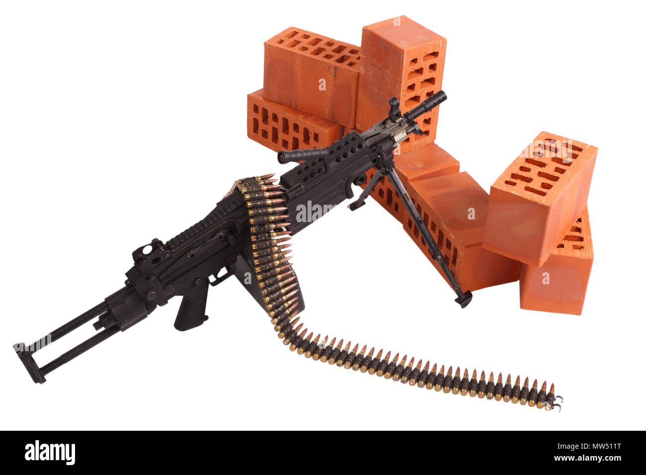 machine gun on position isolated on white Stock Photo - Alamy