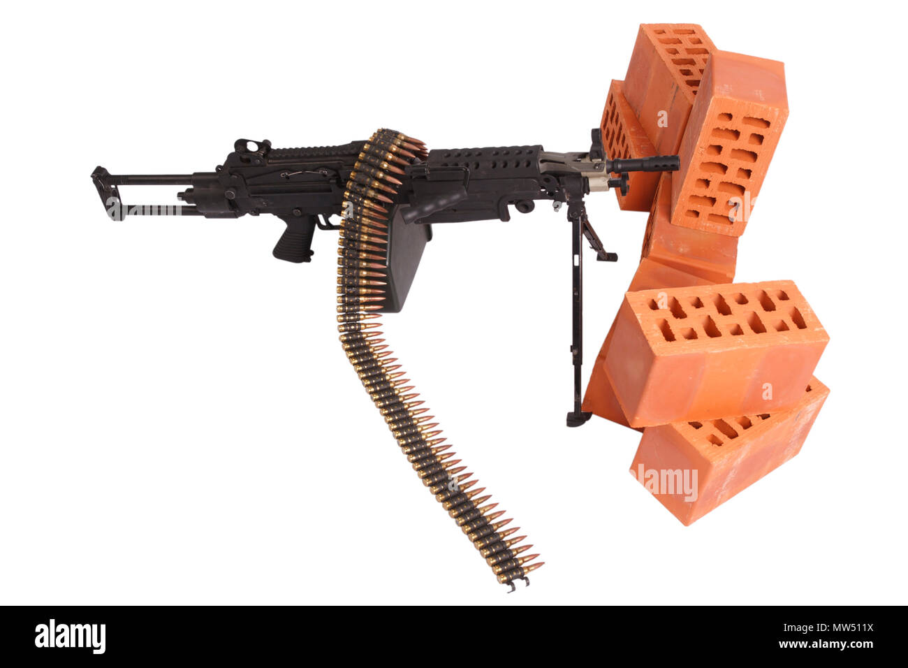 machine gun on position isolated on white Stock Photo - Alamy