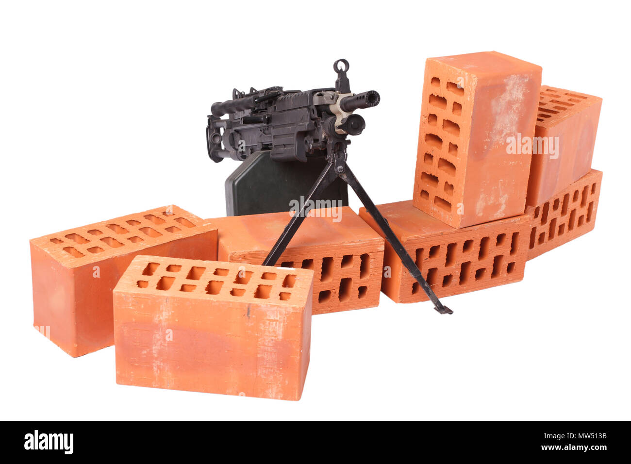 machine gun on position isolated on white Stock Photo - Alamy