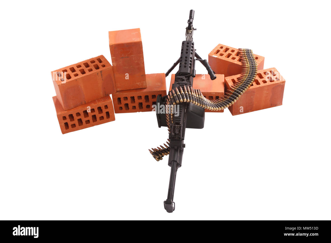 machine gun on position isolated on white Stock Photo - Alamy