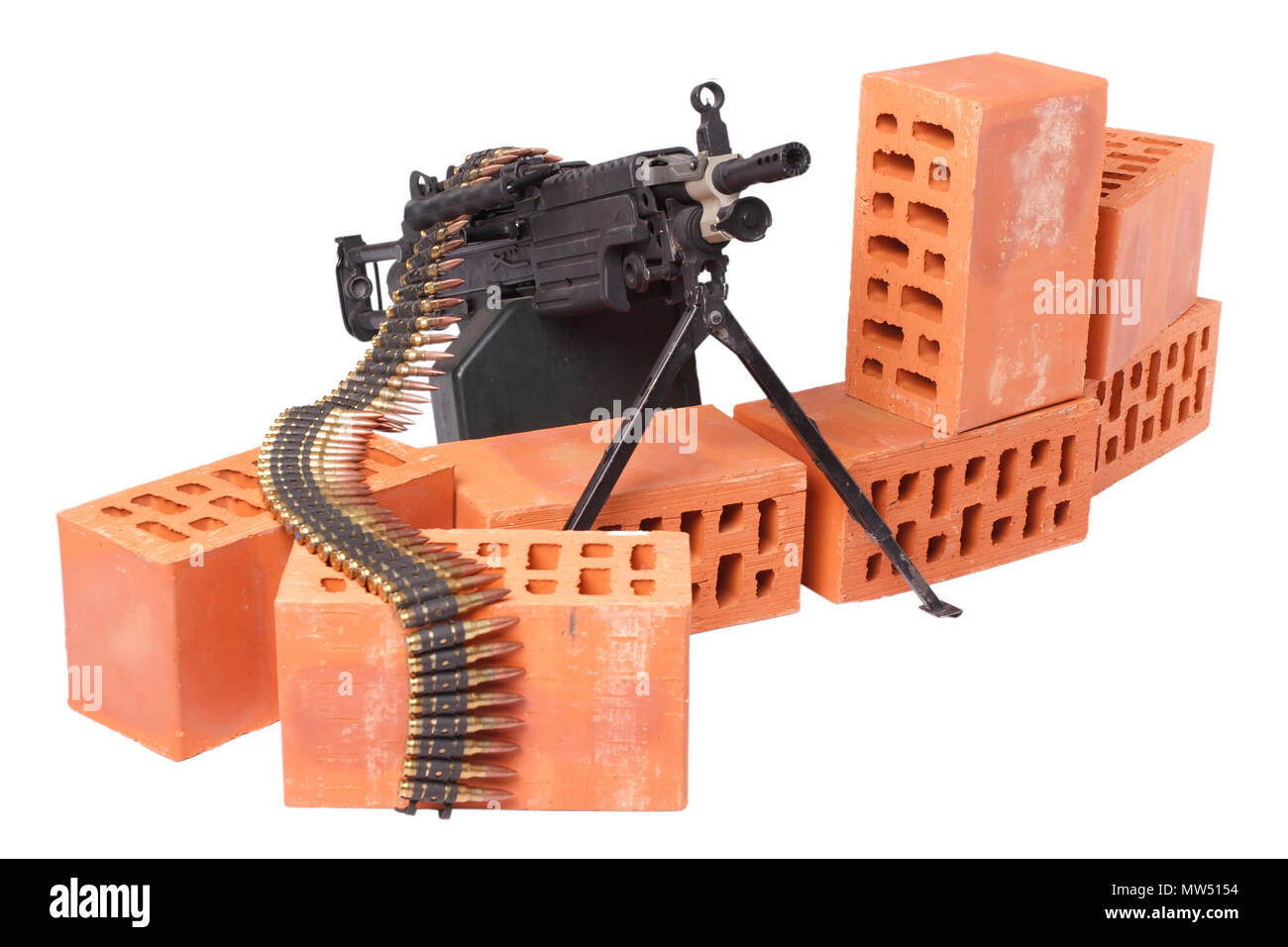 machine gun on position isolated on white Stock Photo - Alamy