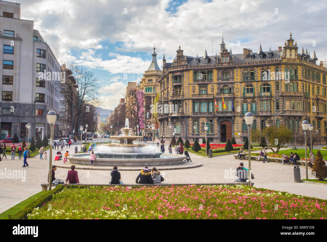 Bilbao City, Federico Moyua Square, spain, Vasc Country Stock Photo - Alamy