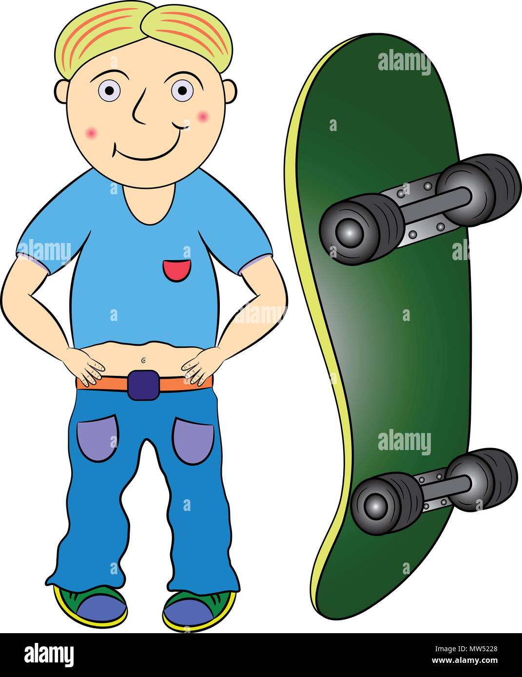 Boy skateboarding isolated Stock Vector Images - Alamy