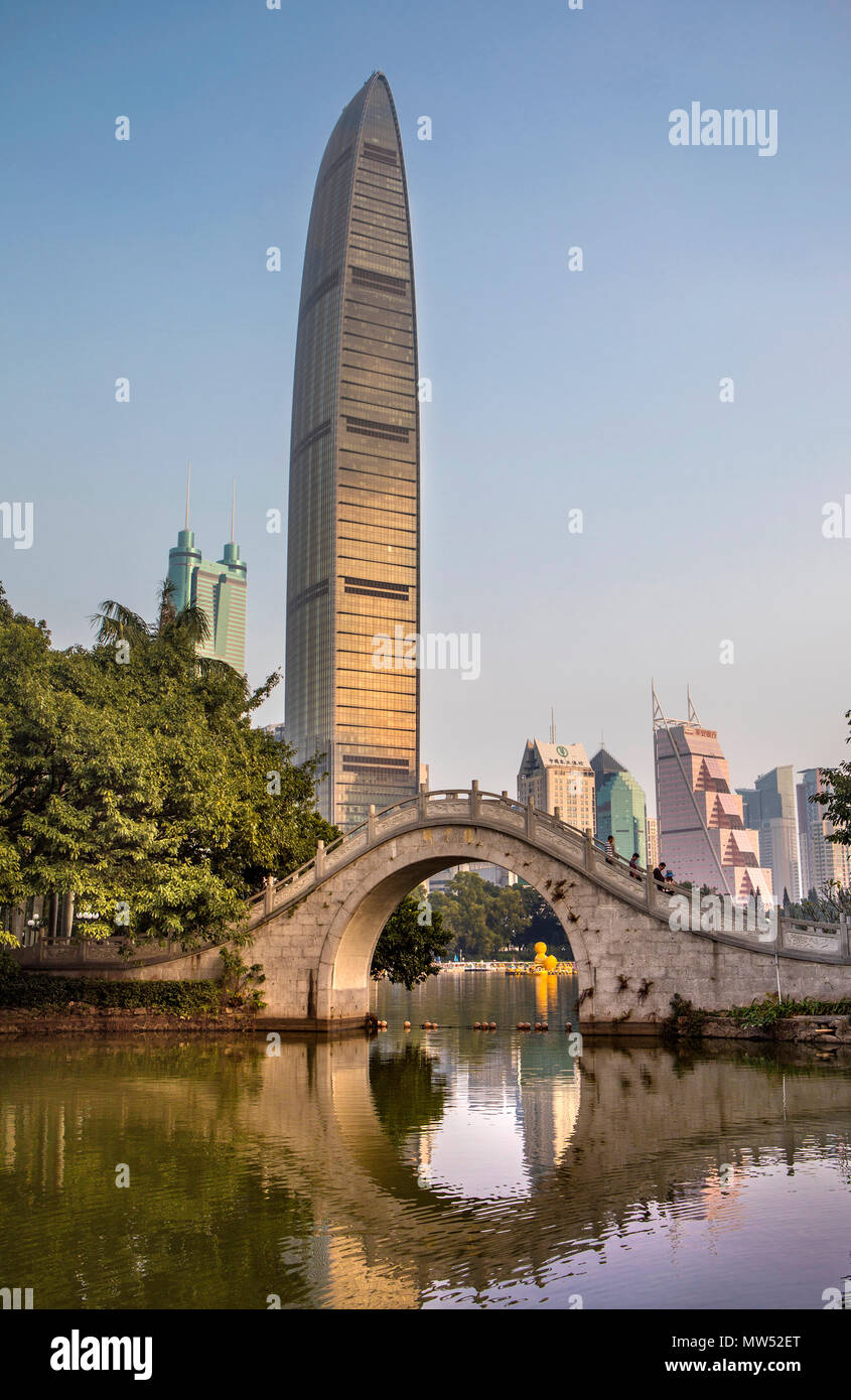 China, Shenzhen City, Lizhi Park,KK 100 Tower Stock Photo - Alamy