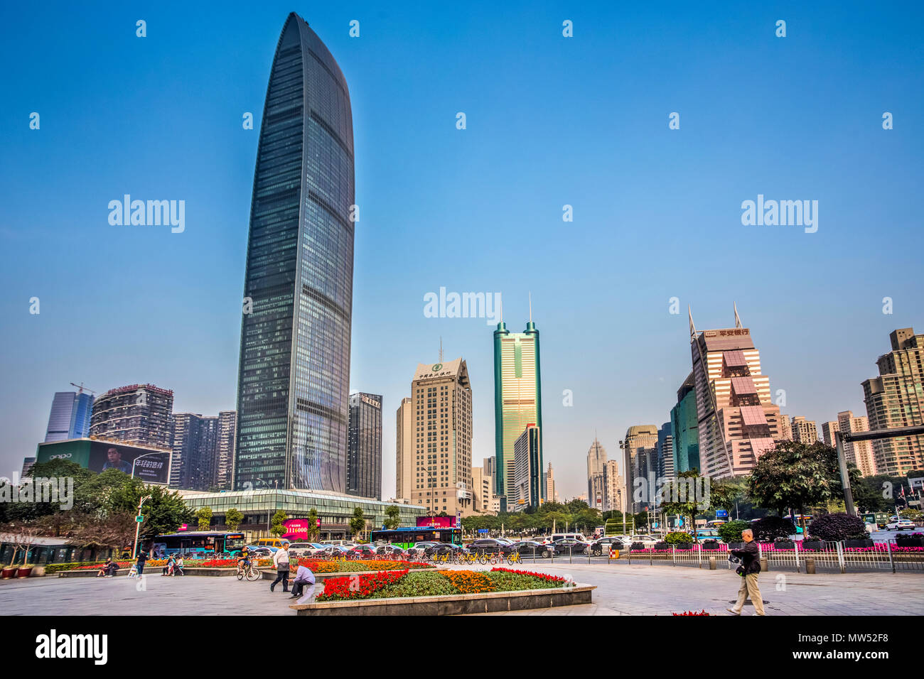 China, Shenzhen City, Hennan Avenue, KK 100 Tower and Diwang Tower ...