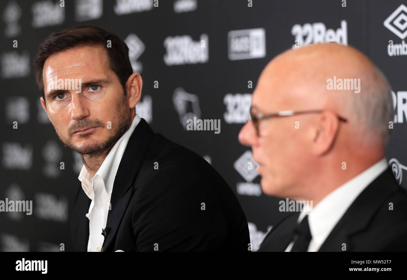 New Derby County manager Frank Lampard and owner Melvyn Morris (right ...