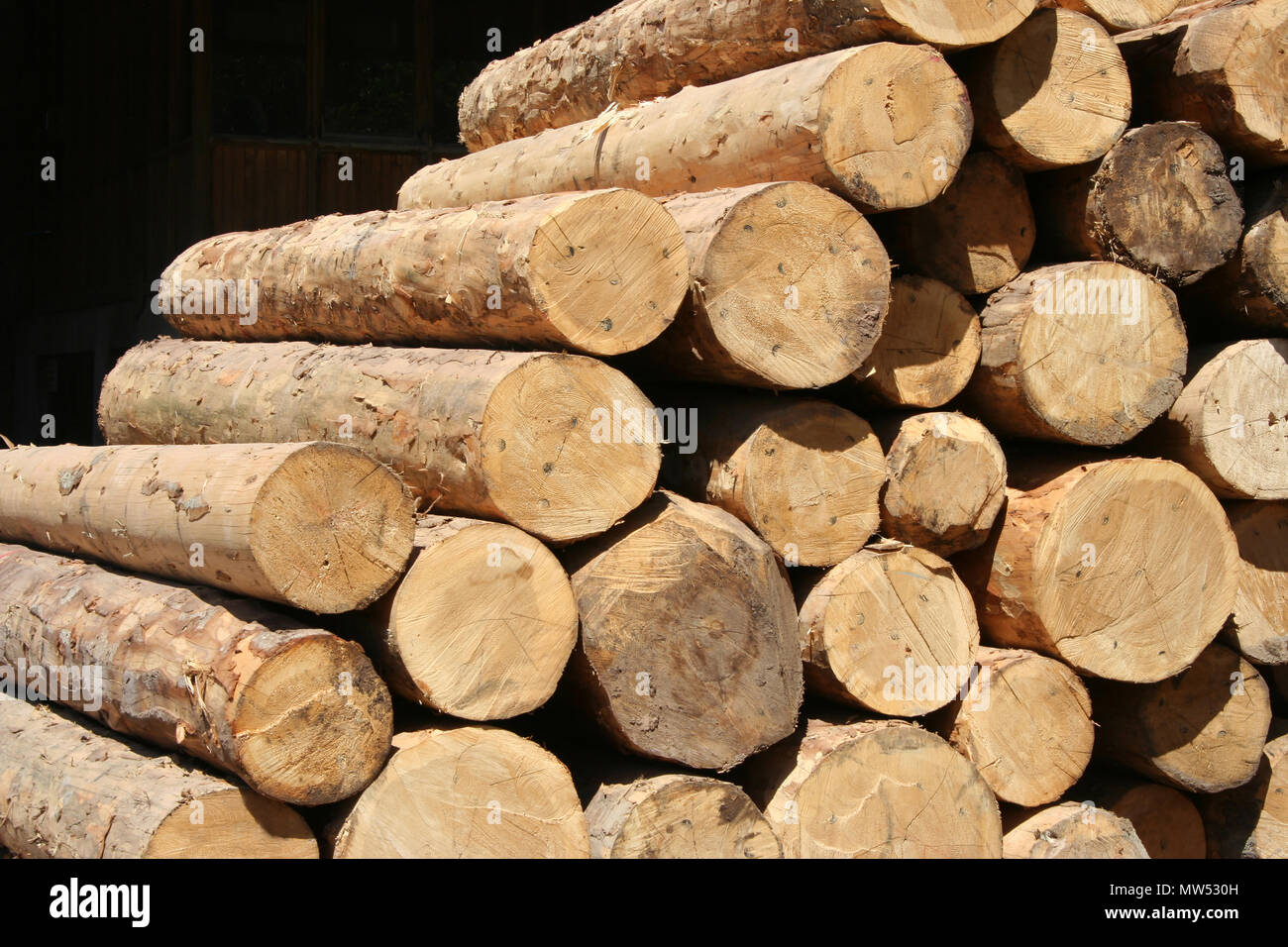 Pile of large timber beams Stock Photo - Alamy