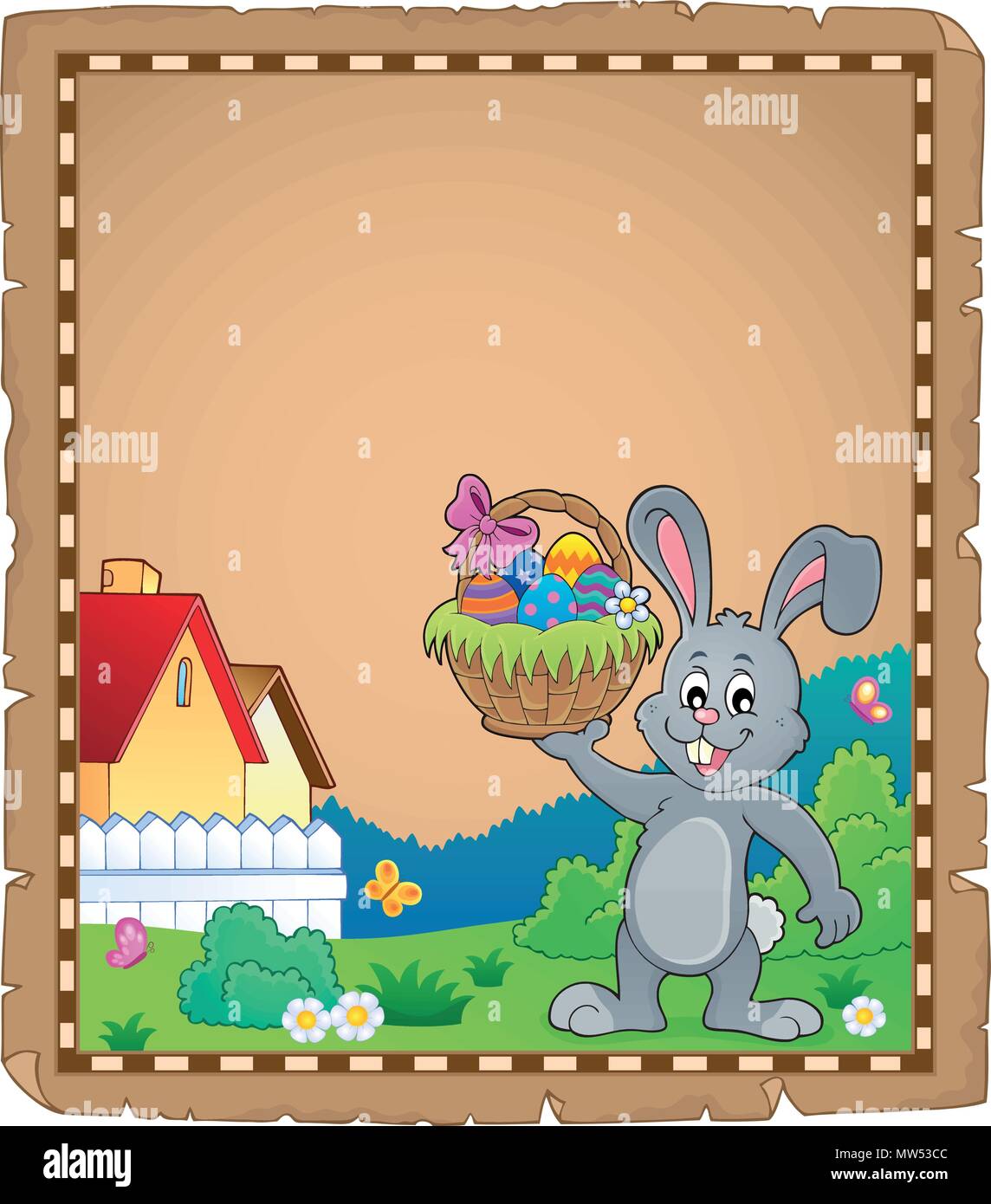 Parchment with Easter bunny topic 1 - eps10 vector illustration Stock ...