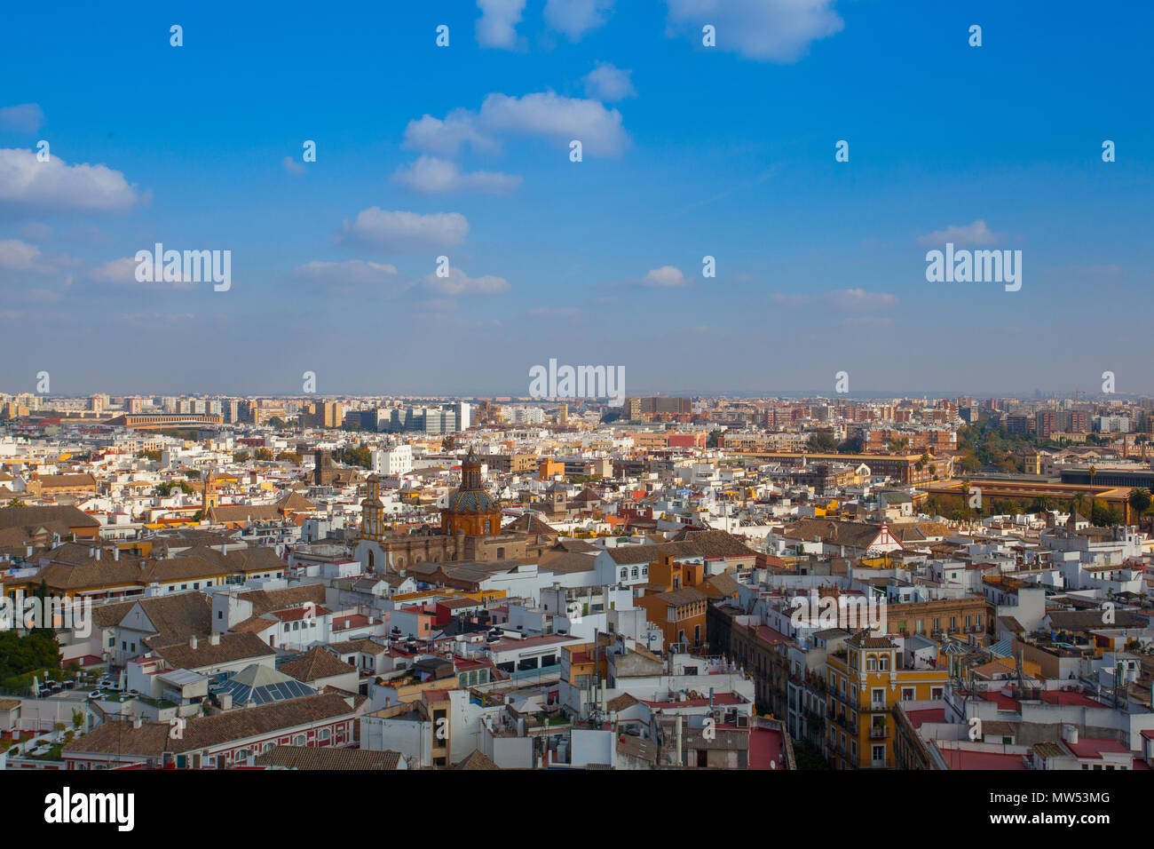 Aerial view from the top of Seville Cathedral, Spain. Seville Cathedral ...