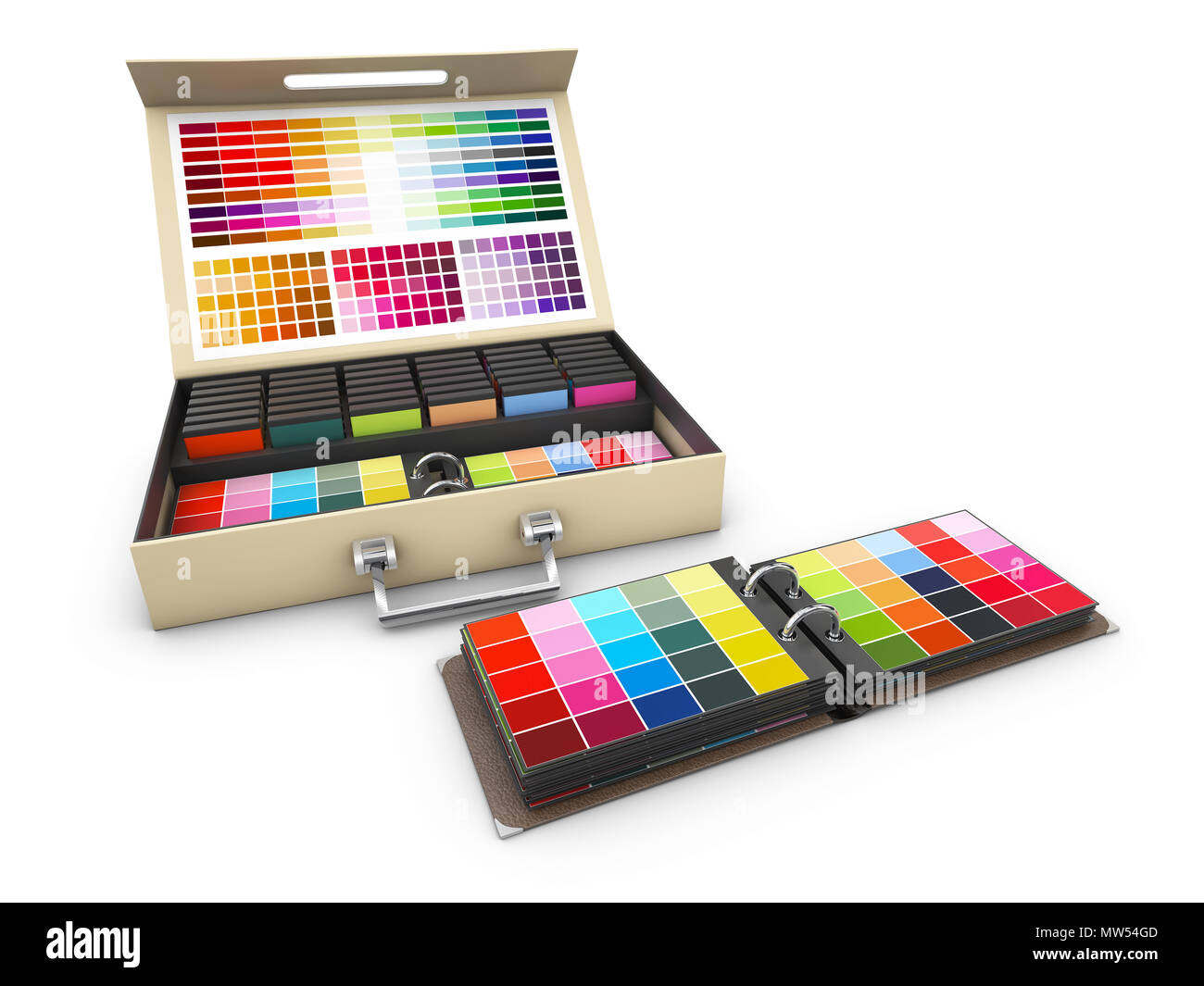 Color box palette guide on white background, 3d Illustration Stock ...
