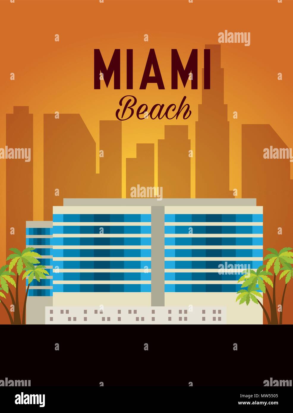miami beach cityscape scene Stock Vector Image & Art - Alamy