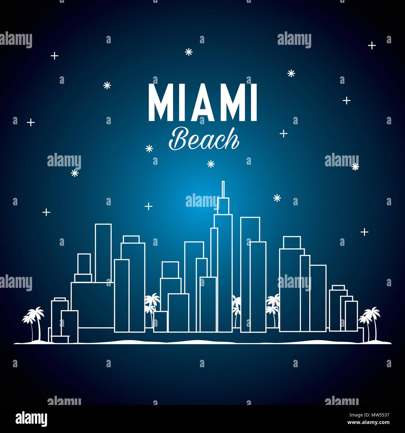 miami beach cityscape scene Stock Vector Image & Art - Alamy