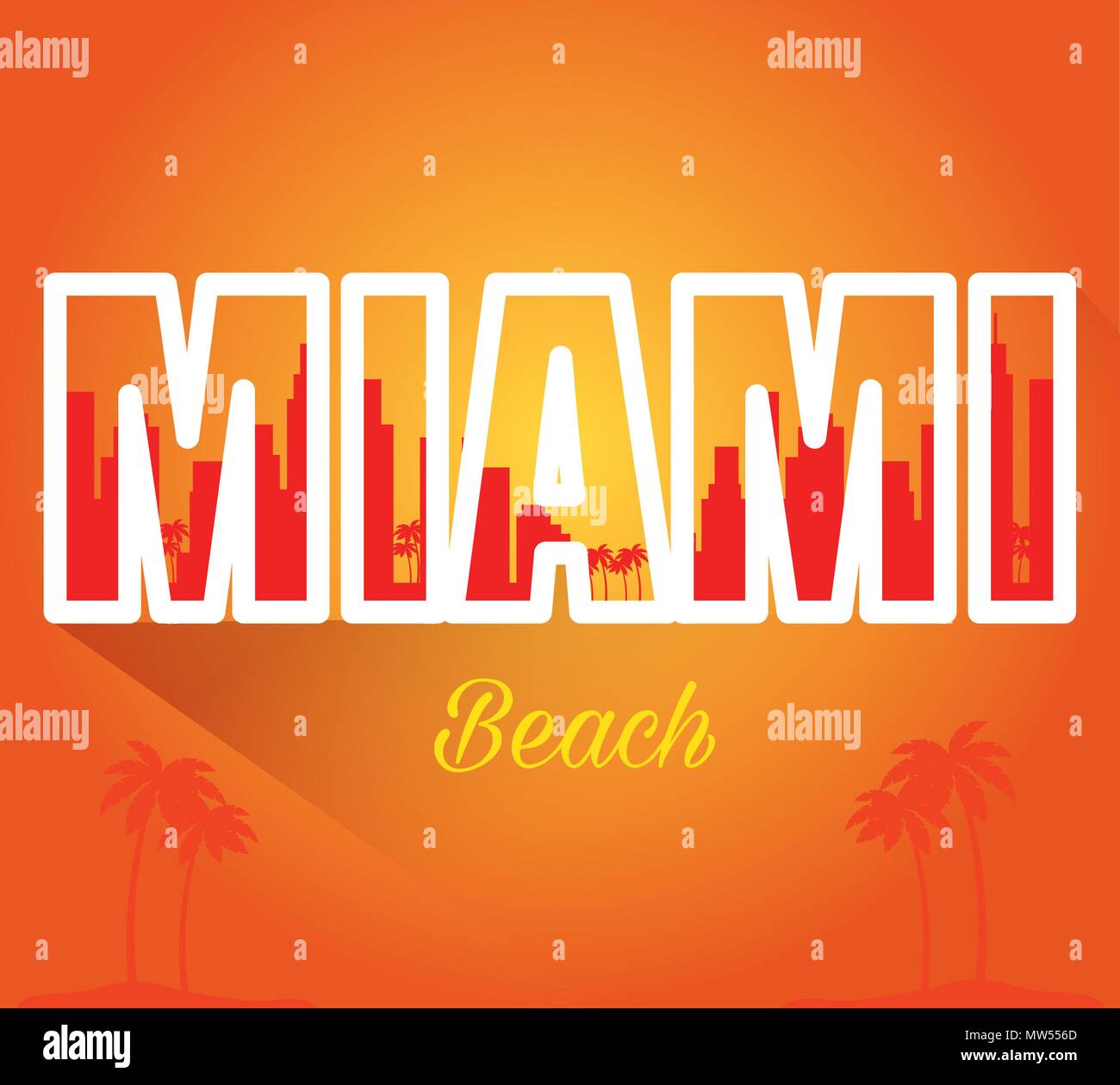 miami beach cityscape scene Stock Vector Image & Art - Alamy