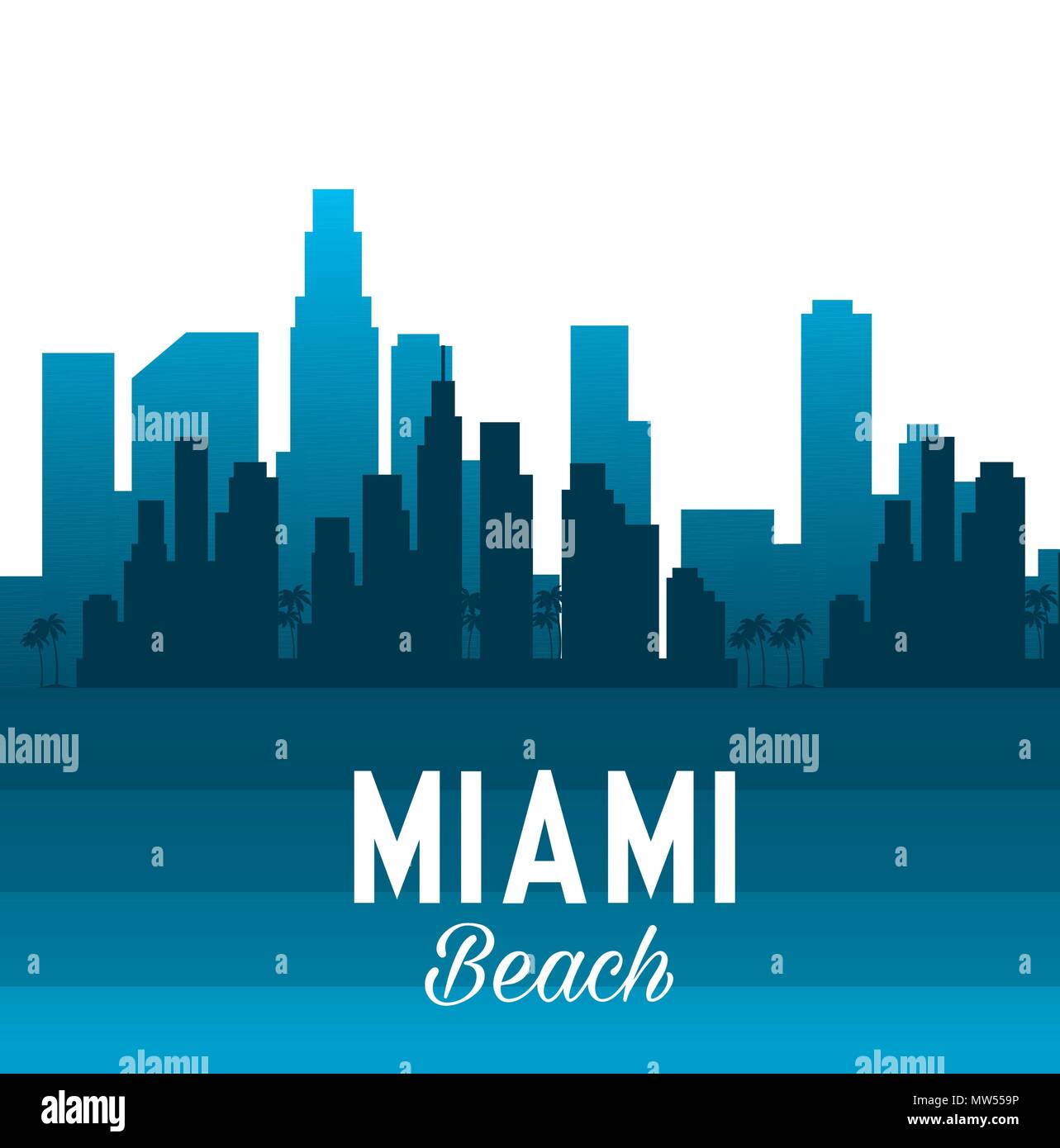 miami beach cityscape scene Stock Vector Image & Art - Alamy