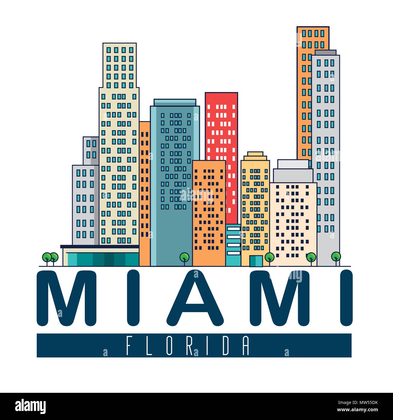 miami beach cityscape scene Stock Vector Image & Art - Alamy