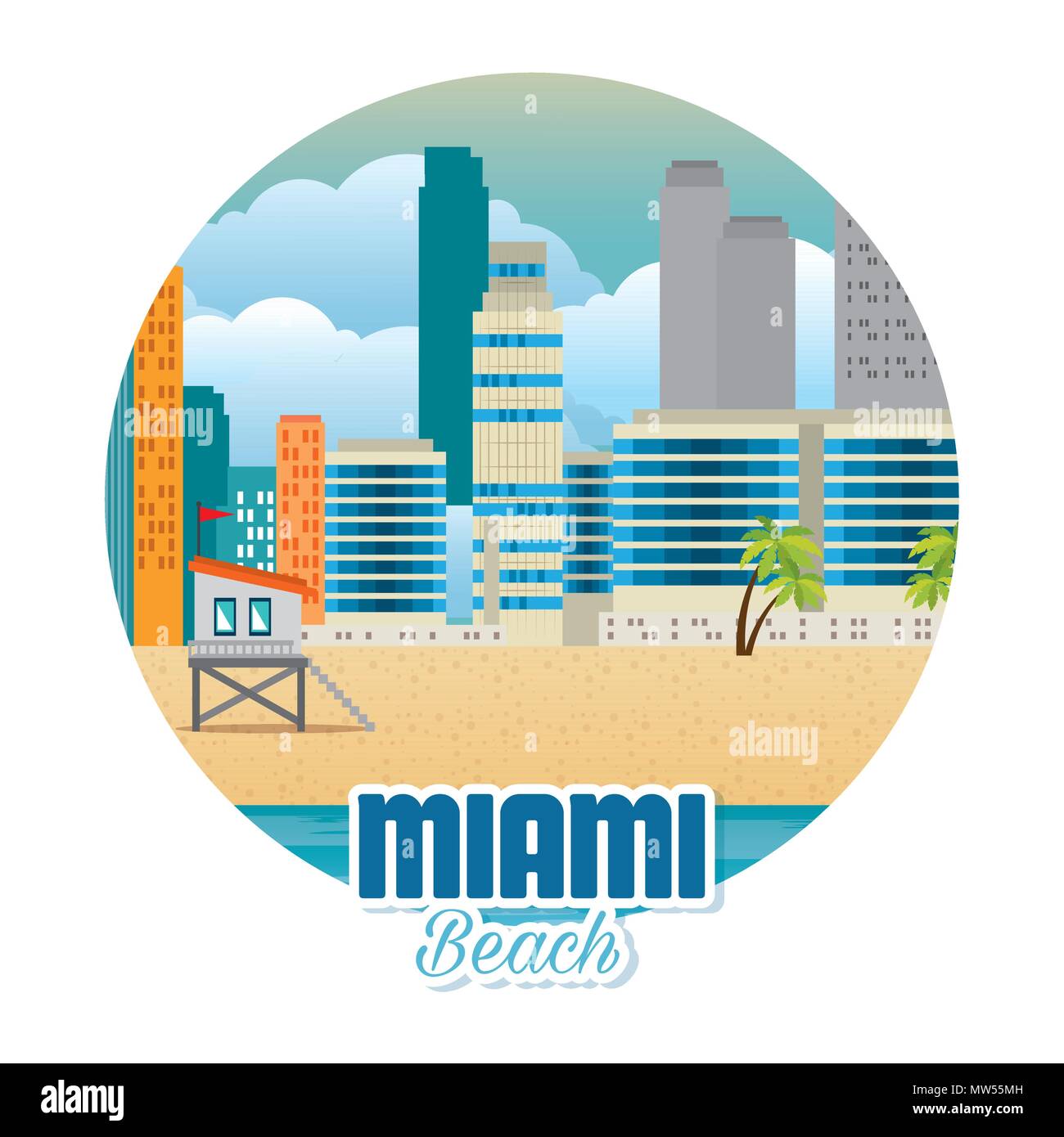 miami beach cityscape scene Stock Vector Image & Art - Alamy