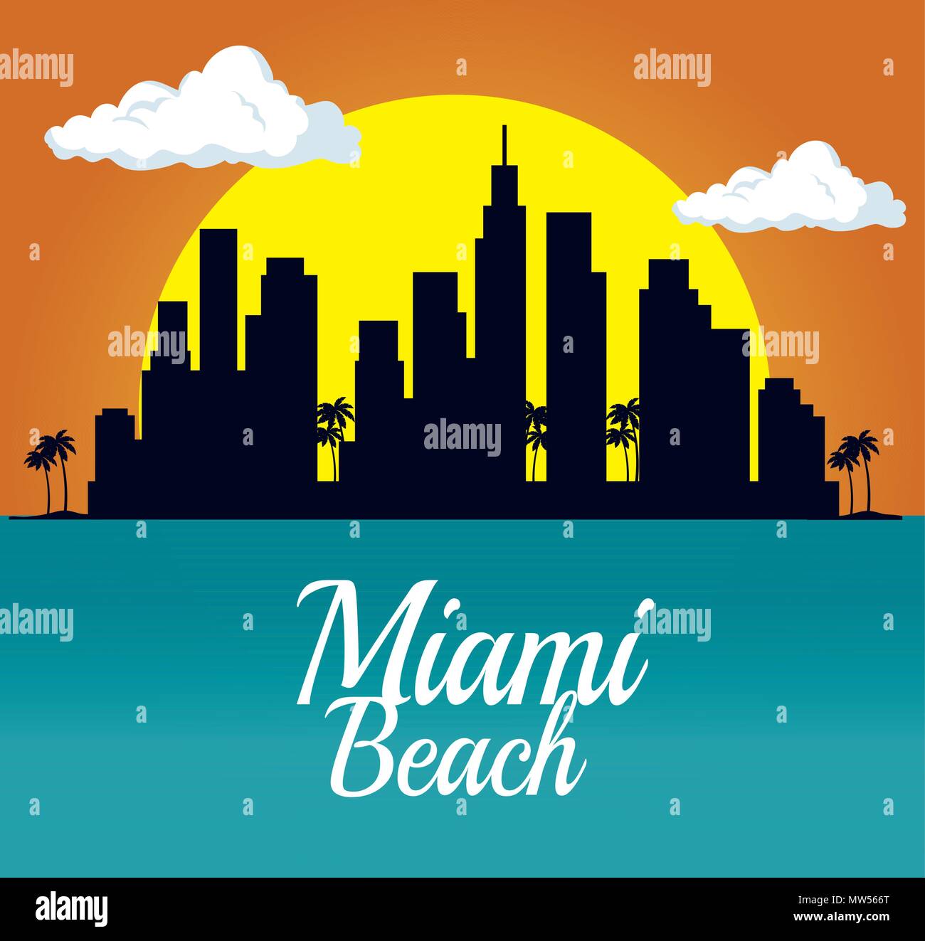 miami beach cityscape scene Stock Vector Image & Art - Alamy