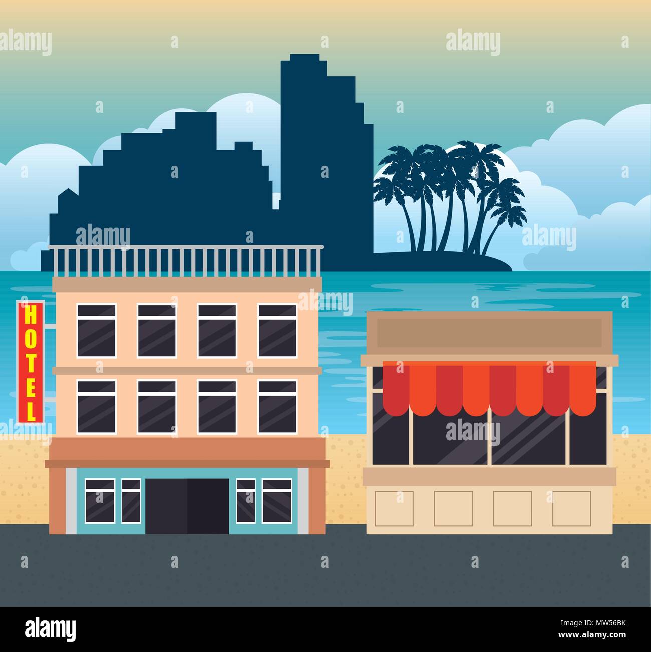 cityscape buildings scene icons Stock Vector Image & Art - Alamy