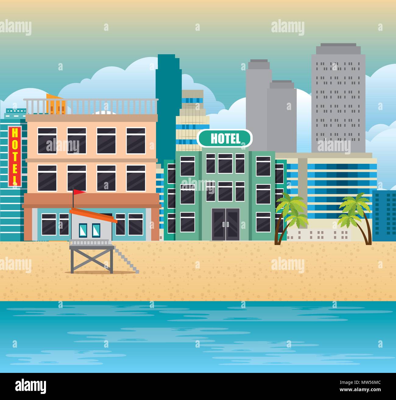 Miami beach front Stock Vector Images - Alamy