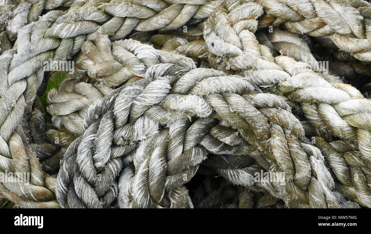 coils of old rope background Stock Photo - Alamy