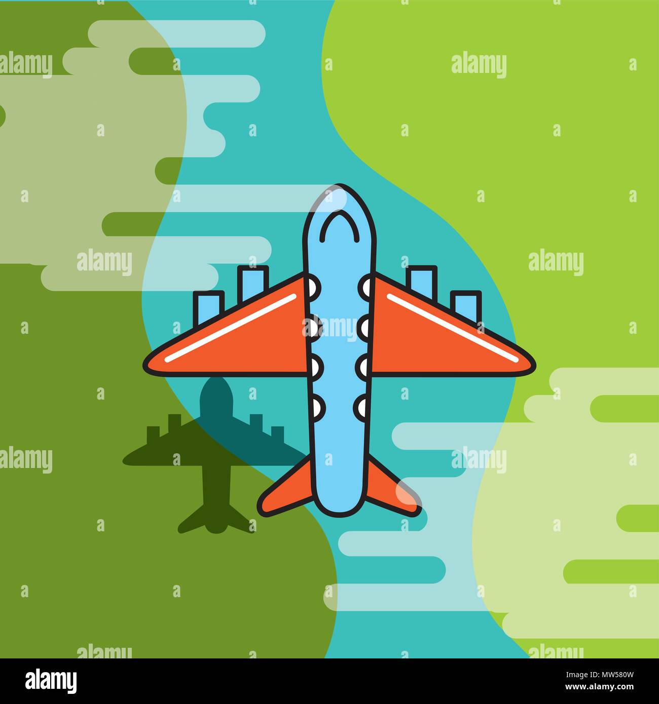 flying airplane transport commercial cartoon Stock Vector Image & Art ...