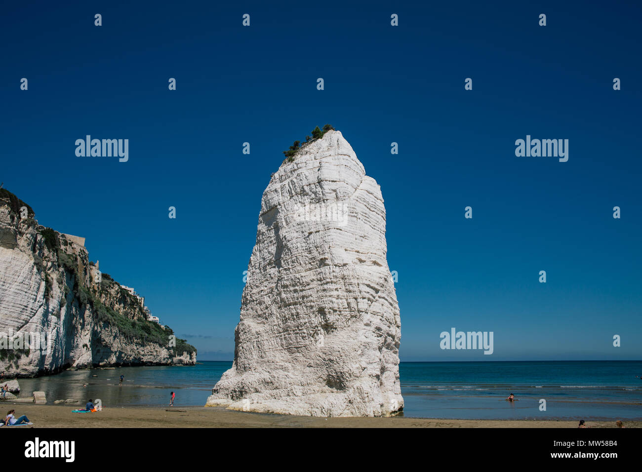 White Rocks and blue sea vieste apulia in Italy Stock Photo - Alamy