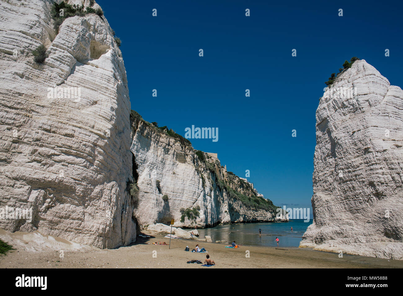 White Rocks and blue sea vieste apulia in Italy Stock Photo - Alamy