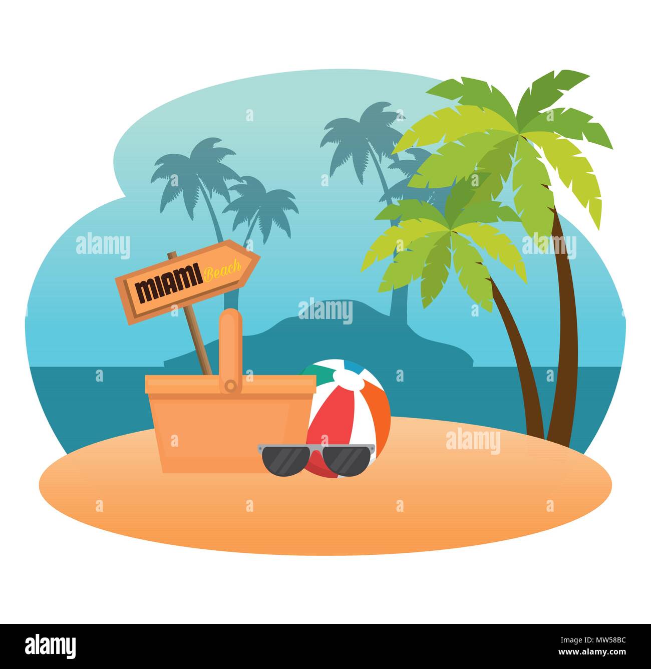 miami beach cityscape scene Stock Vector Image & Art - Alamy