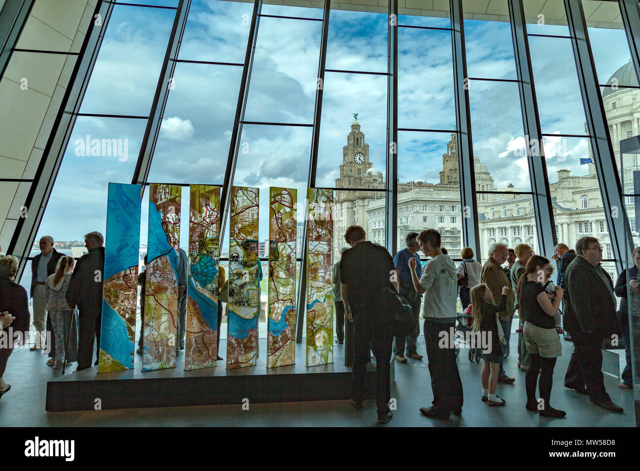 View of the Royal Liver building from inside the Liverpool Museum of ...