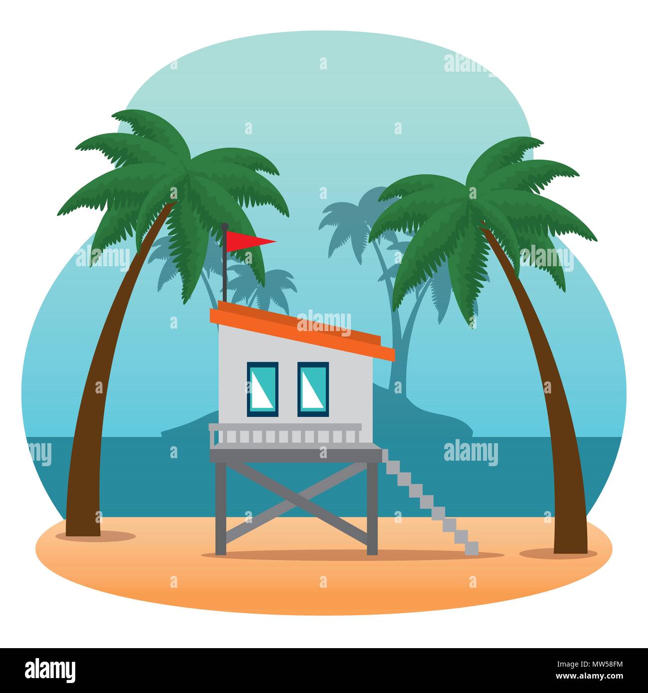 miami beach cityscape scene Stock Vector Image & Art - Alamy