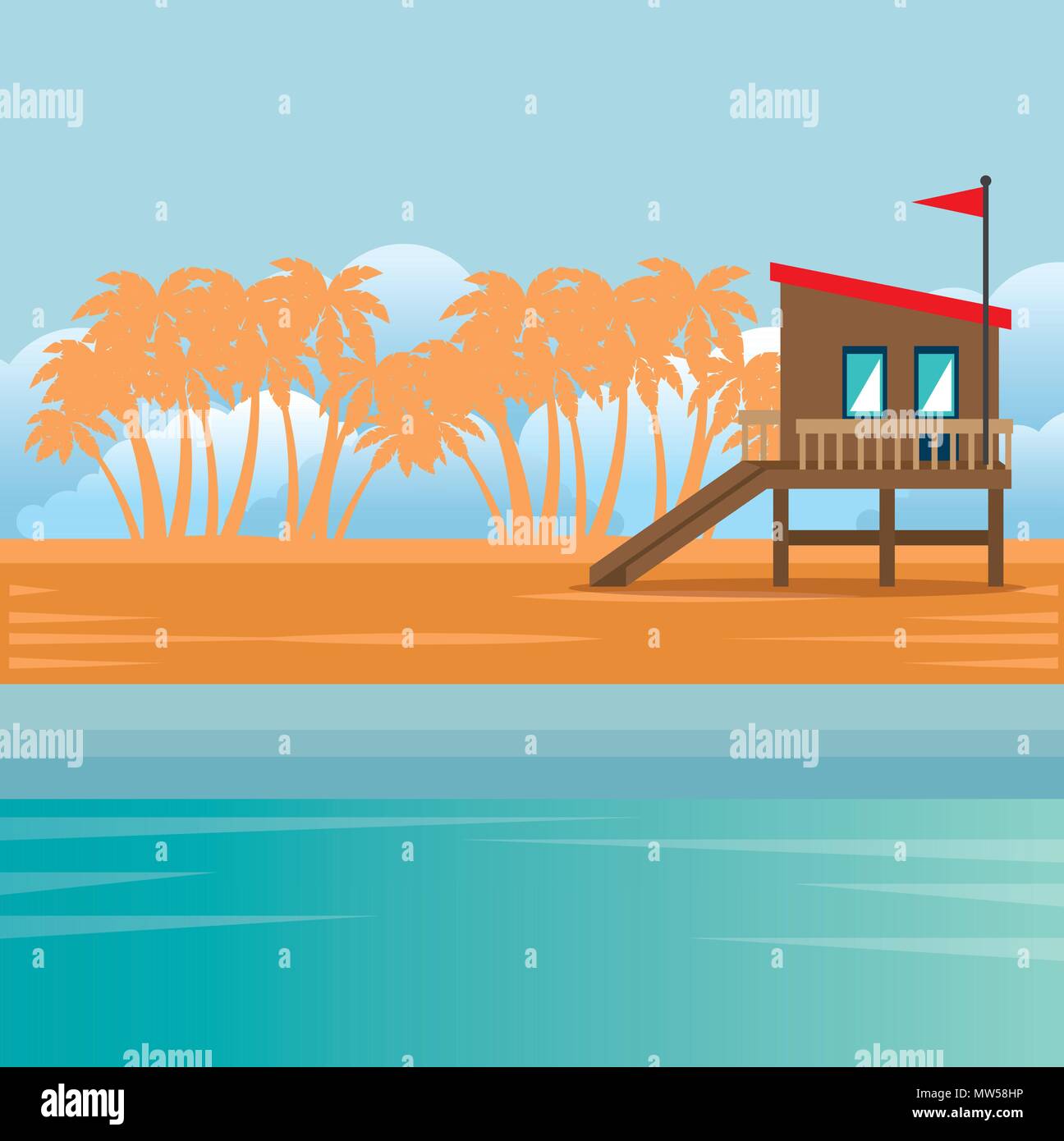 miami beach cityscape scene Stock Vector Image & Art - Alamy