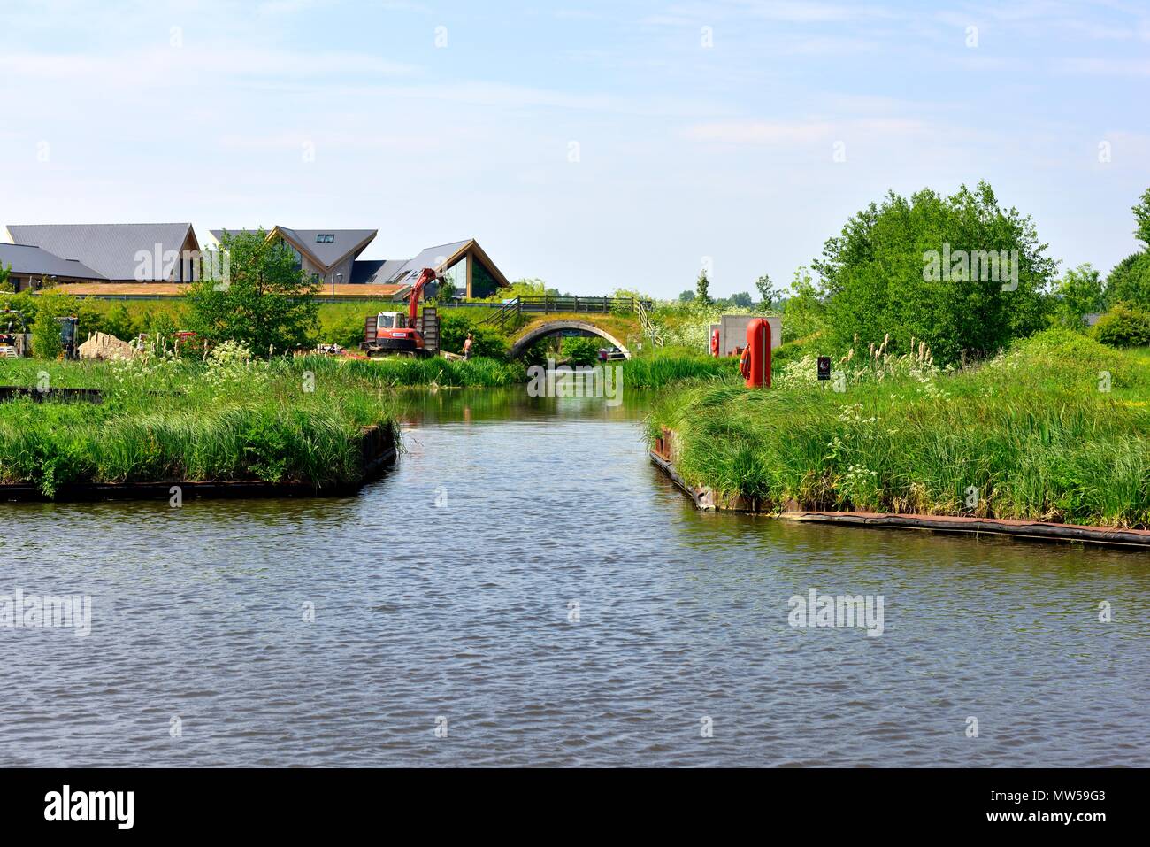 Canal boat entrance to Mercia Marina Willington Derbyshire England UK ...