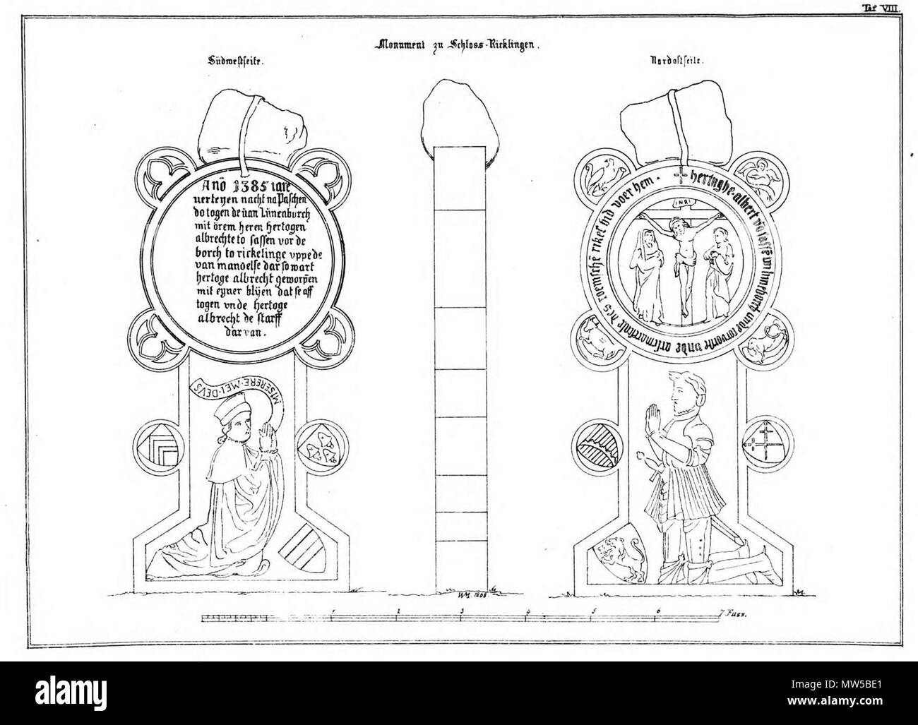 . Deutsch: Schloss Ricklingen, Albrechtsdenkstein, Zeichnungen von H. W ...