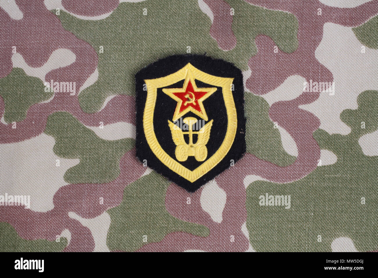 Soviet Army Transportation Corps shoulder patch on camouflage uniform ...