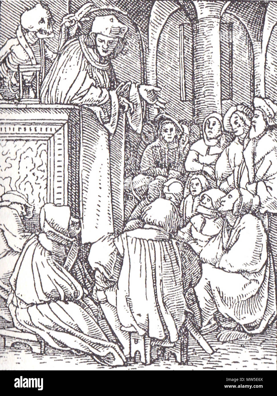 . English: Death and the preacher. From Dance macabre, by Hans Holbein ...
