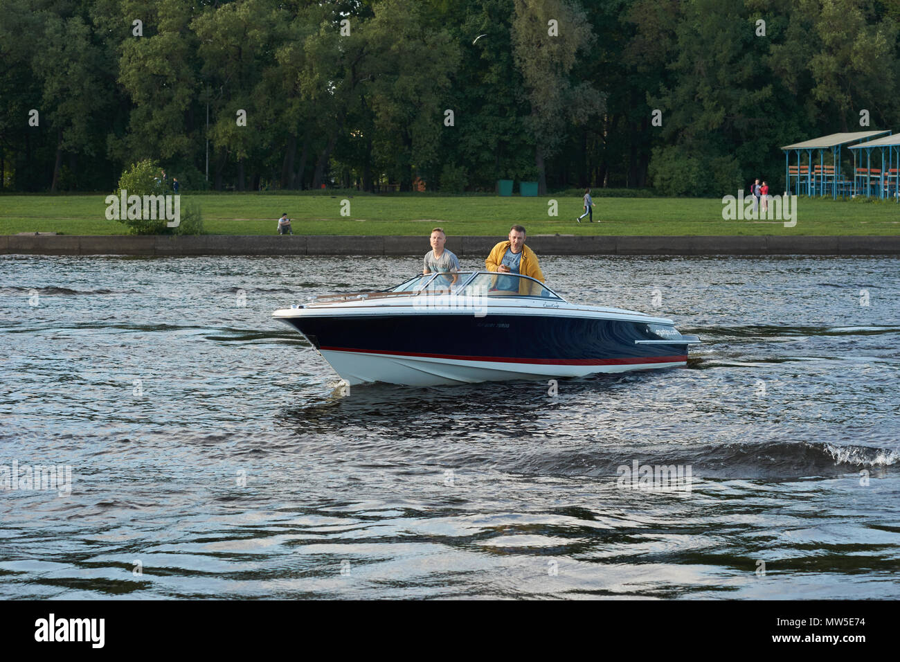 Motor boat on water Stock Photo - Alamy