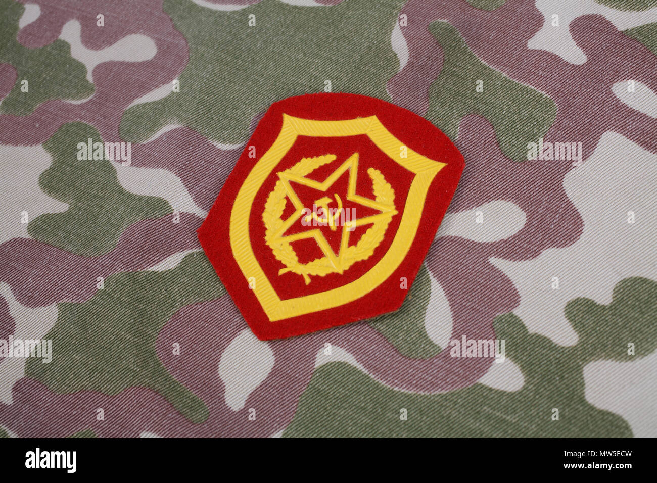 Soviet Army Mechanized infantry shoulder patch on camouflage uniform ...
