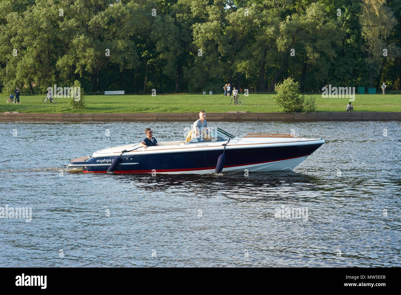 Motor boat on water Stock Photo - Alamy