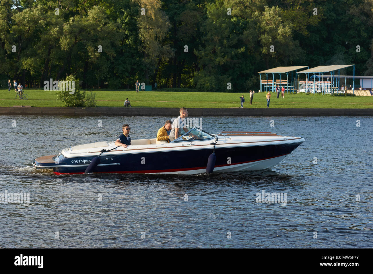 Motor boat on water Stock Photo - Alamy