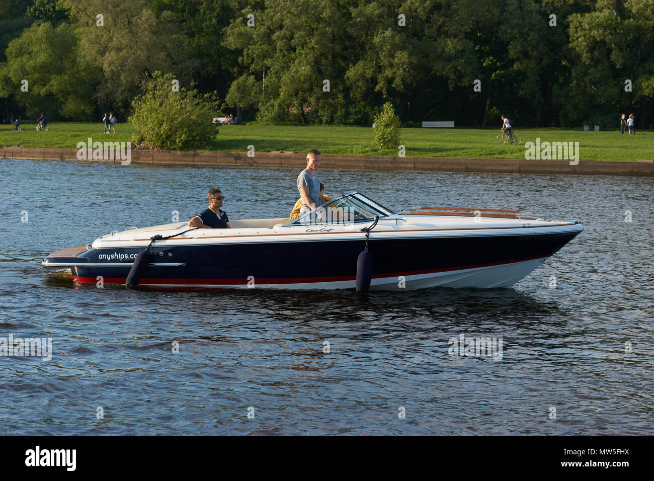 Motor boat on water Stock Photo - Alamy