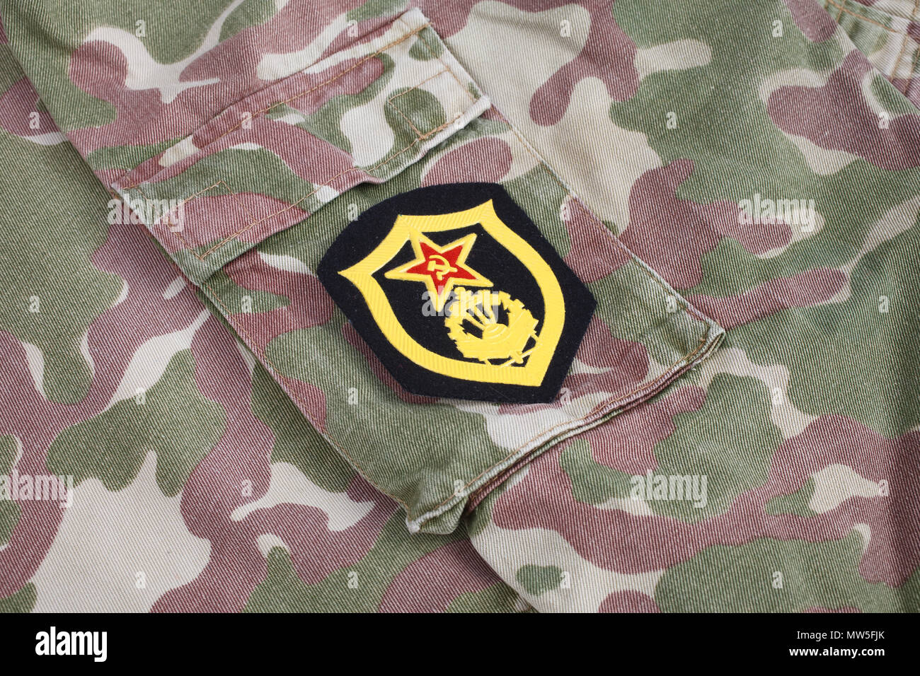 Soviet Army Combat engineer shoulder patch on camouflage uniform Stock ...