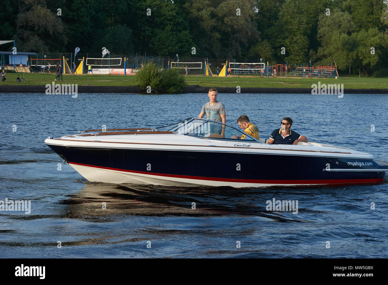 Motor boat on water Stock Photo - Alamy