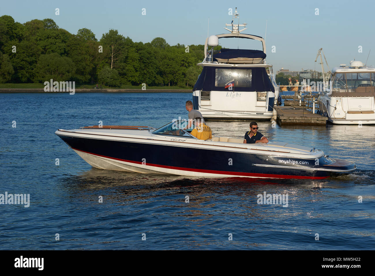 Motor boat on water Stock Photo - Alamy