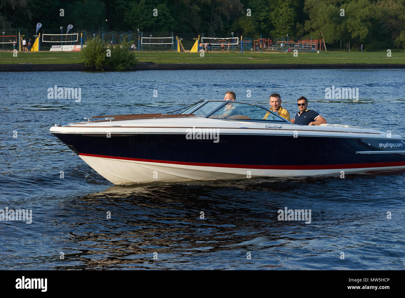Motor boat on water Stock Photo - Alamy
